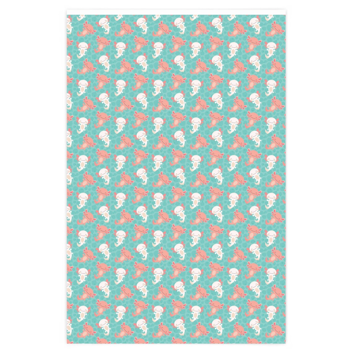 Axolotl Wrapping Paper, Kawaii Axolotl Gift Wrap Paper, Kids Birthday ...