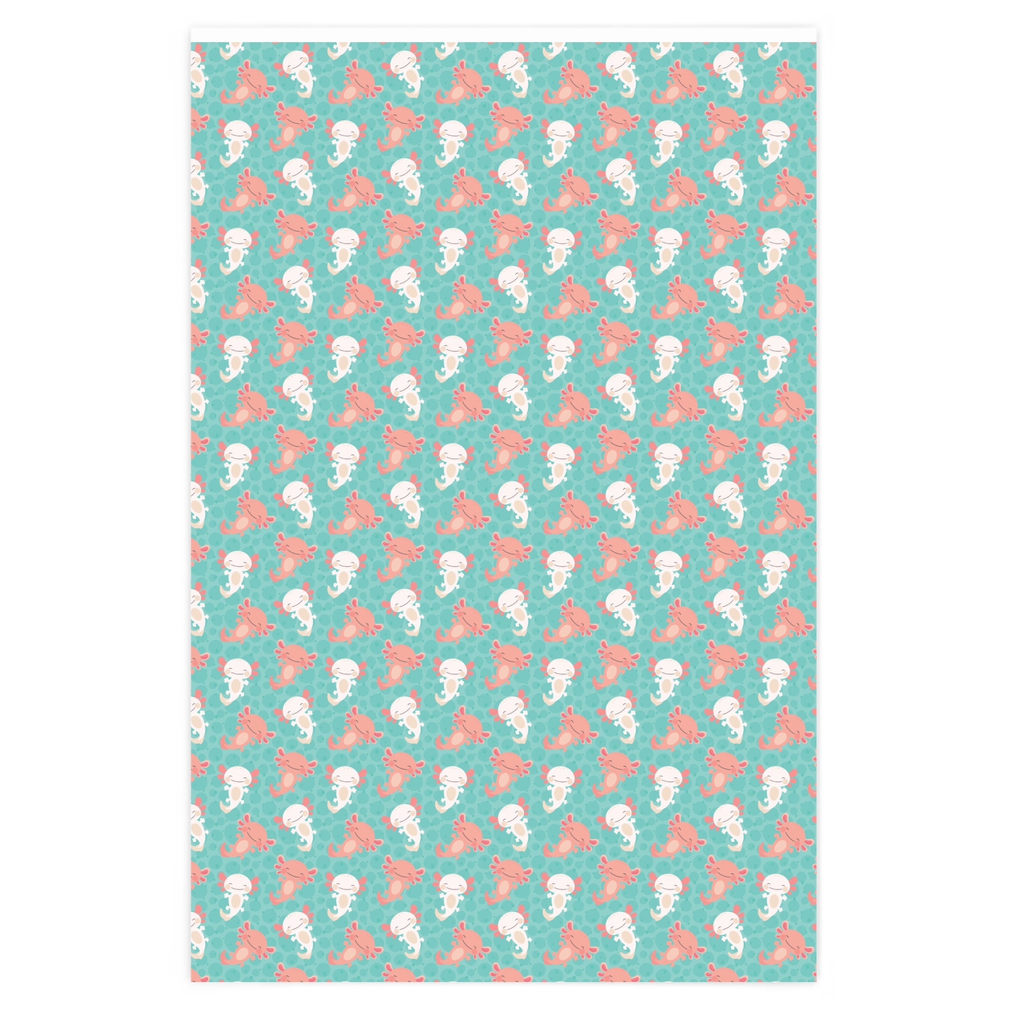 Axolotl Wrapping Paper, Kawaii Axolotl Gift Wrap Paper, Kids Birthday ...