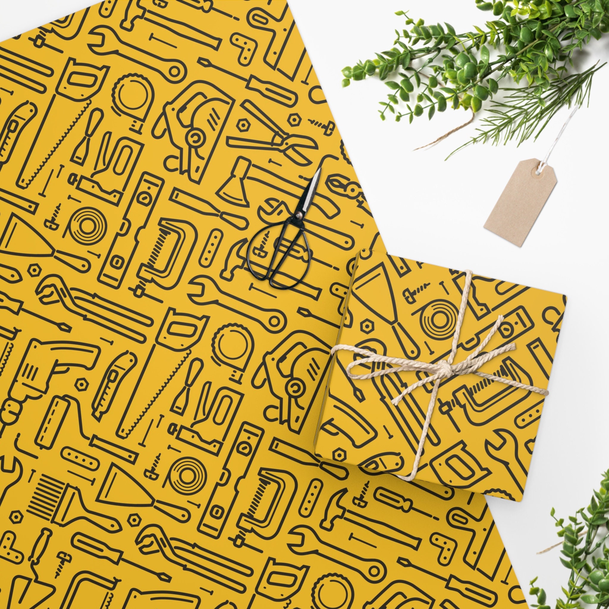 Construction Tools Wrapping Paper, Fathers Day Gift Wrap, Garage Tools ...