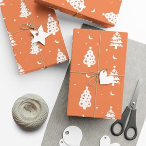 Orange Christmas Wrapping Paper, Holidays Gift Wrap - Etsy