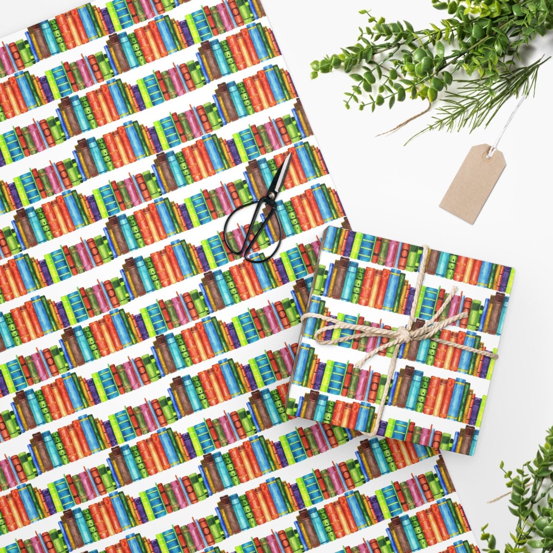 Books Wrapping Paper, Librarian Gift Wrap, Teacher Wrapping Paper, Book ...