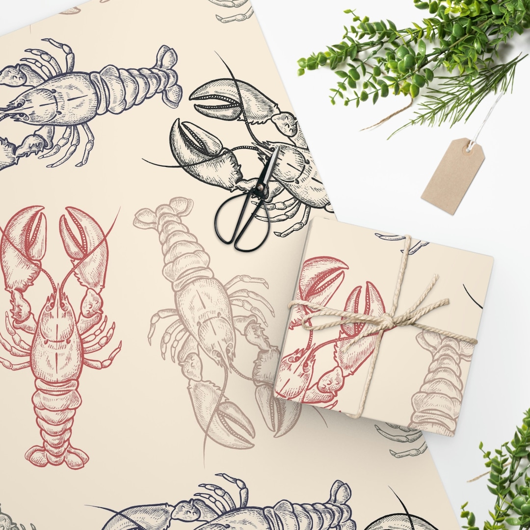 Lobster Gift Wrap Lobster Wrapping Paper New England - Etsy