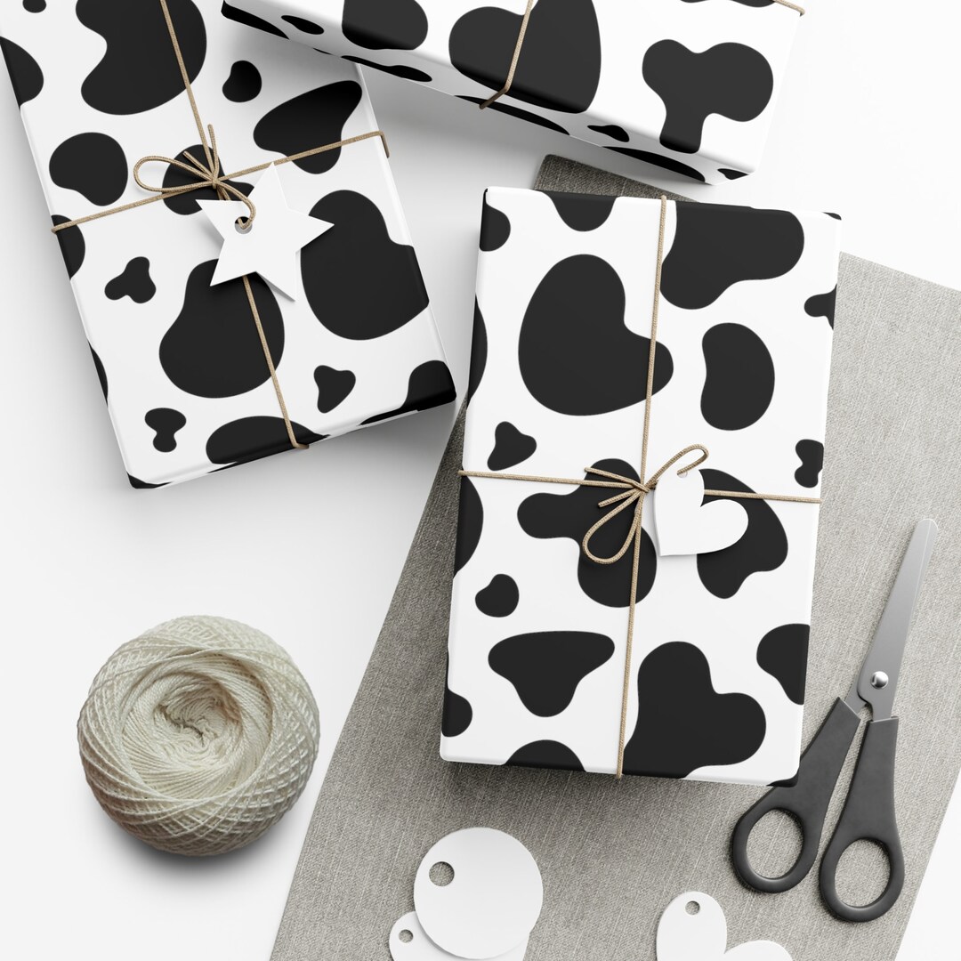 Cow Print Wrapping Paper, Black and White Gift Wrap, Animal Print Gift ...
