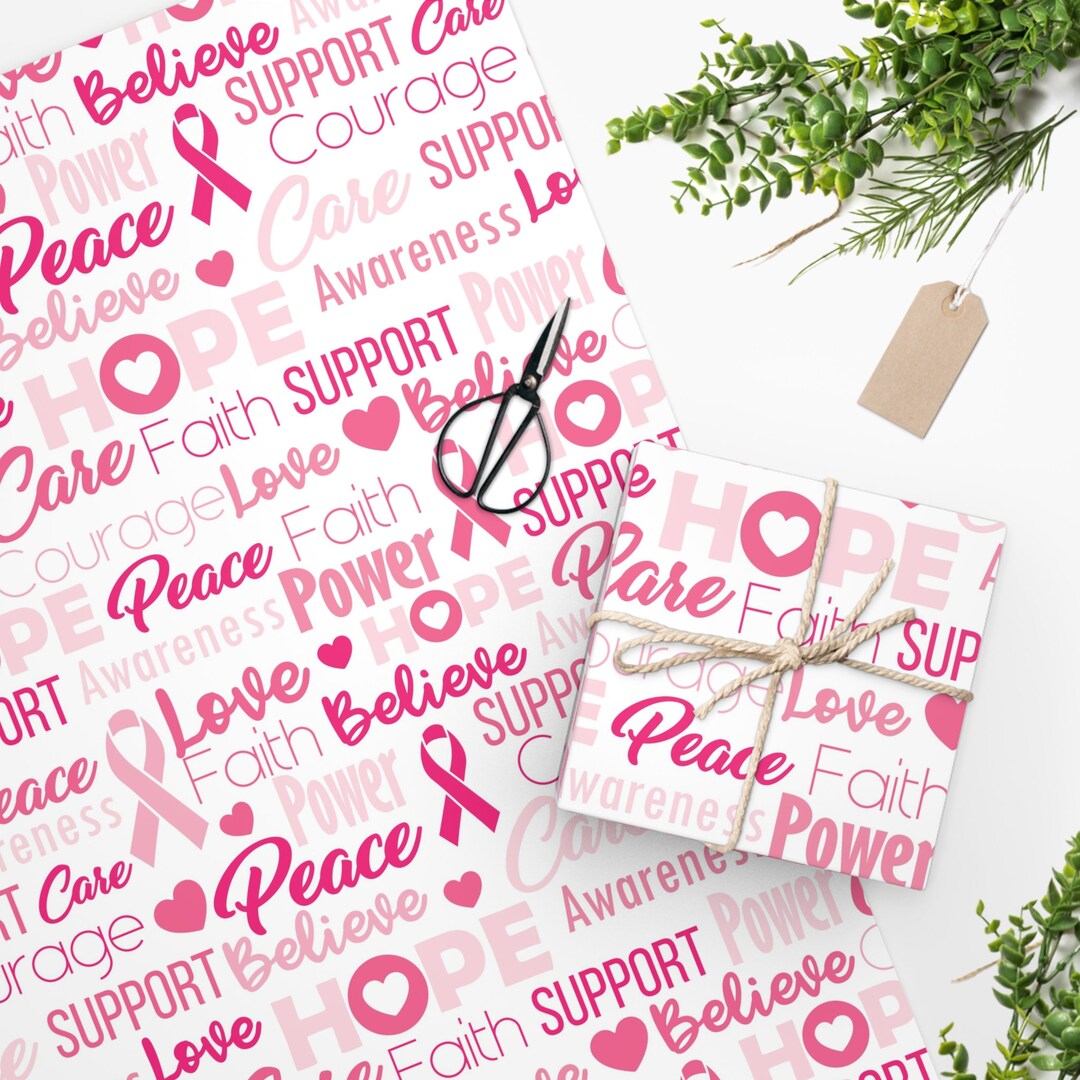 Breast Cancer Wrapping Paper, Pink Wrapping Paper, Encouragement Gift ...