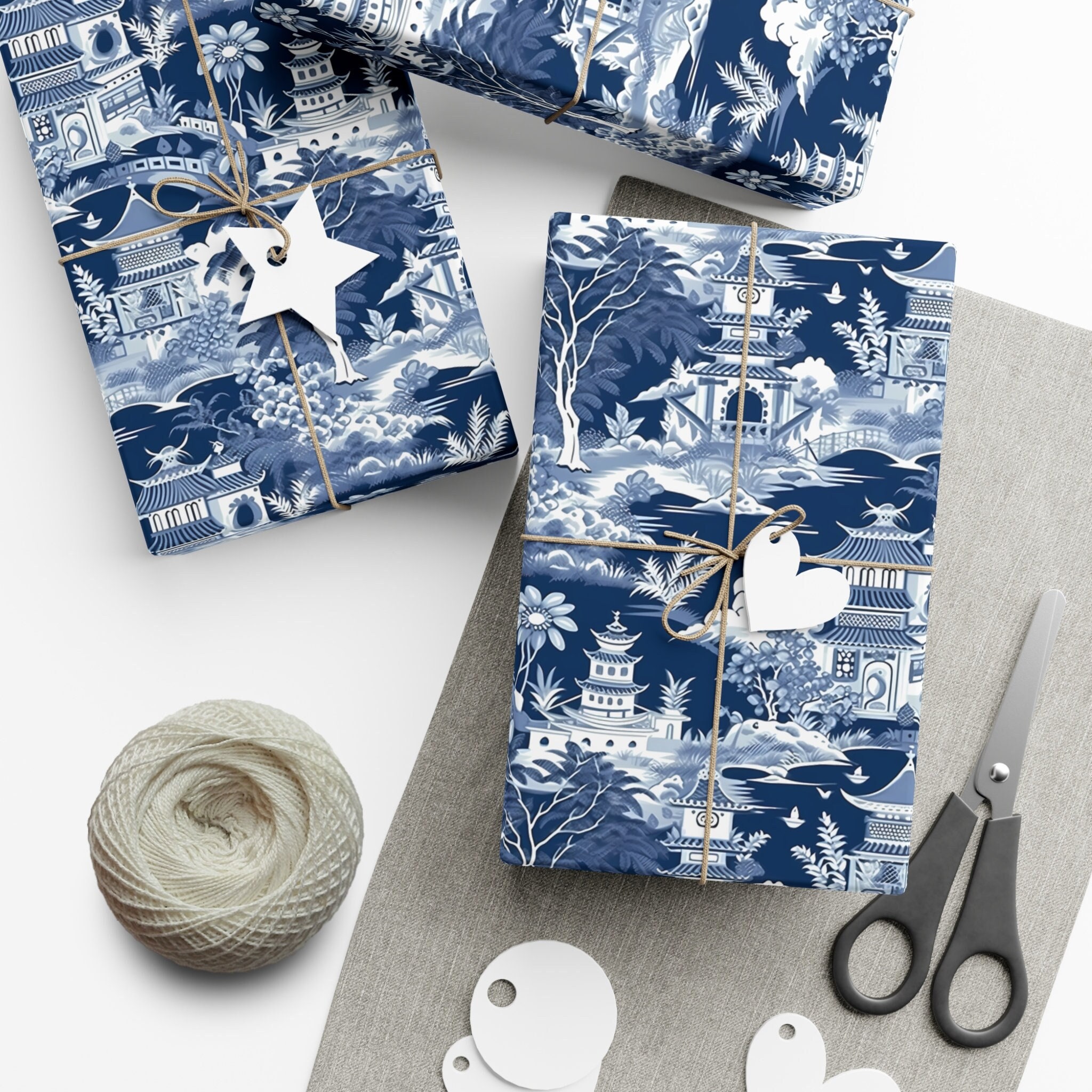 Chinoiserie Wrapping Paper, White and Blue Gift Wrap, Elegant Gift Wrap ...