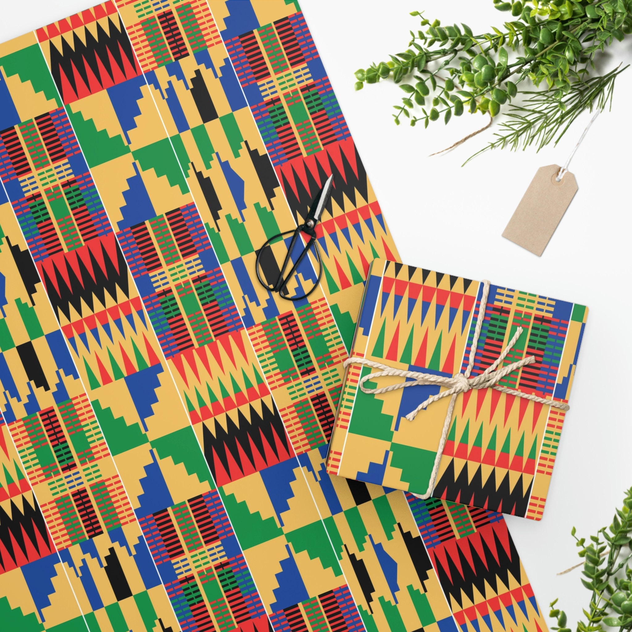 Kente Print Wrapping Paper, African Print Gift Wrap, Ghanian ...