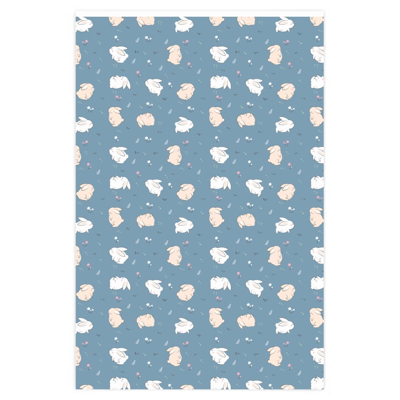 Kawaii Bunny Wrapping Paper, Baby Shower Bunny Gift Wrap, Kids Birthday ...
