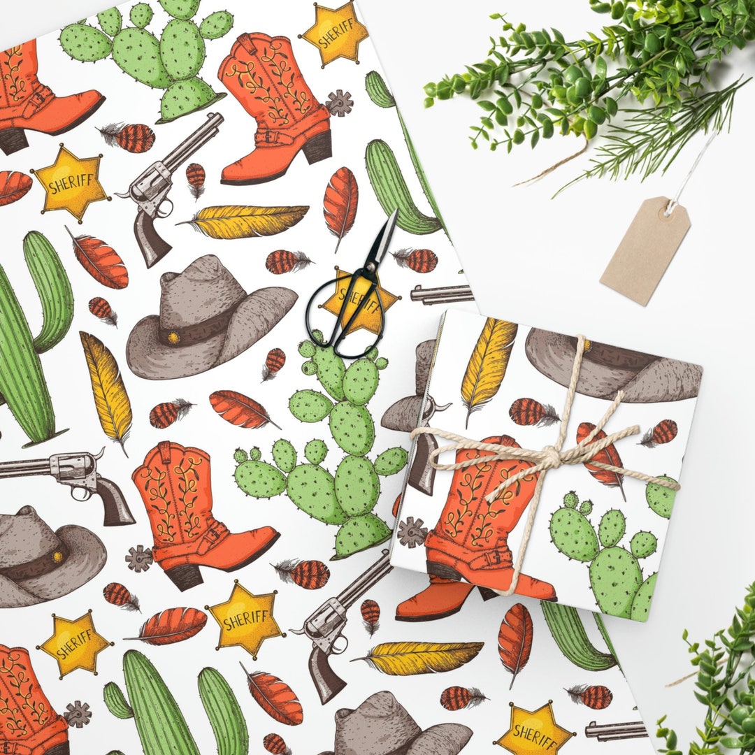 Cowboy Wrapping Paper, Western Gift Wrap, Fathers Day Gift Wrap ...