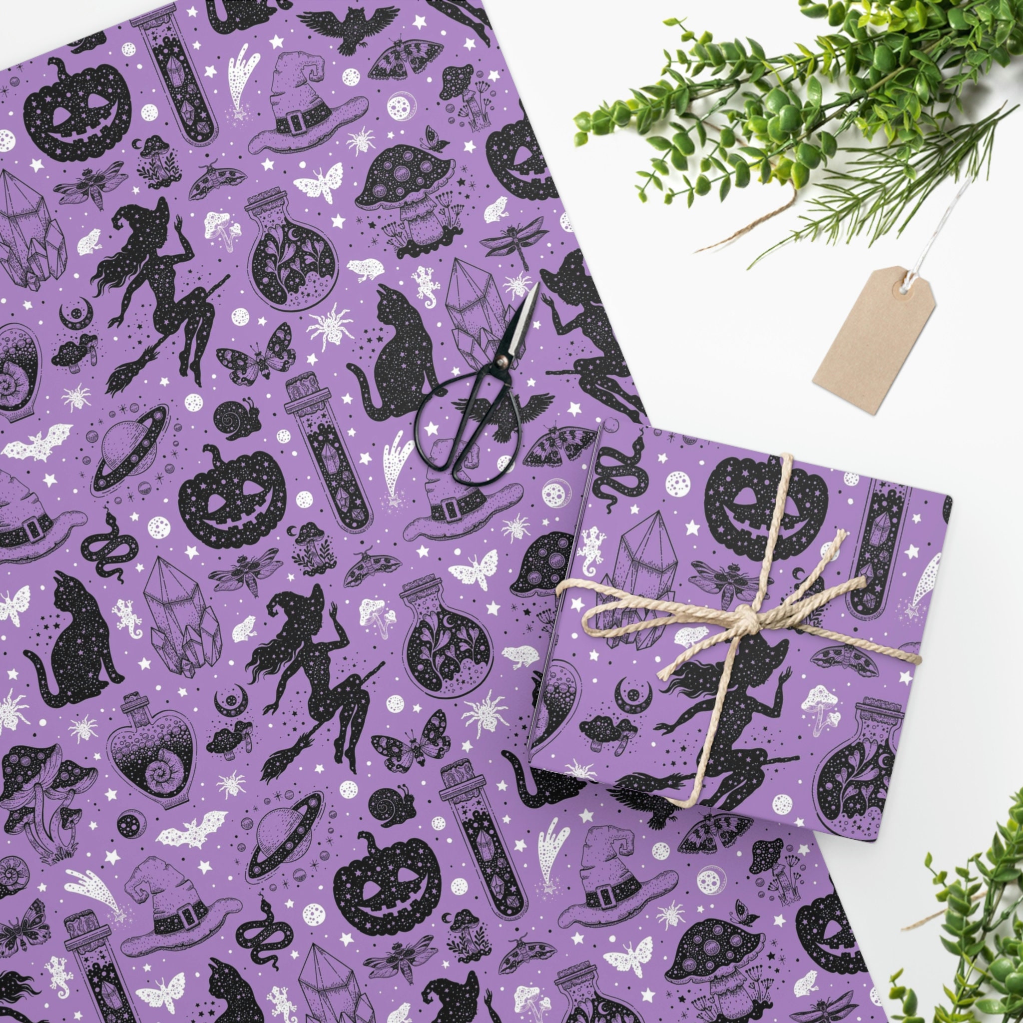 Spooky Wrapping Paper, Mushroom Wrapping Paper, Witch Gift Wrap ...
