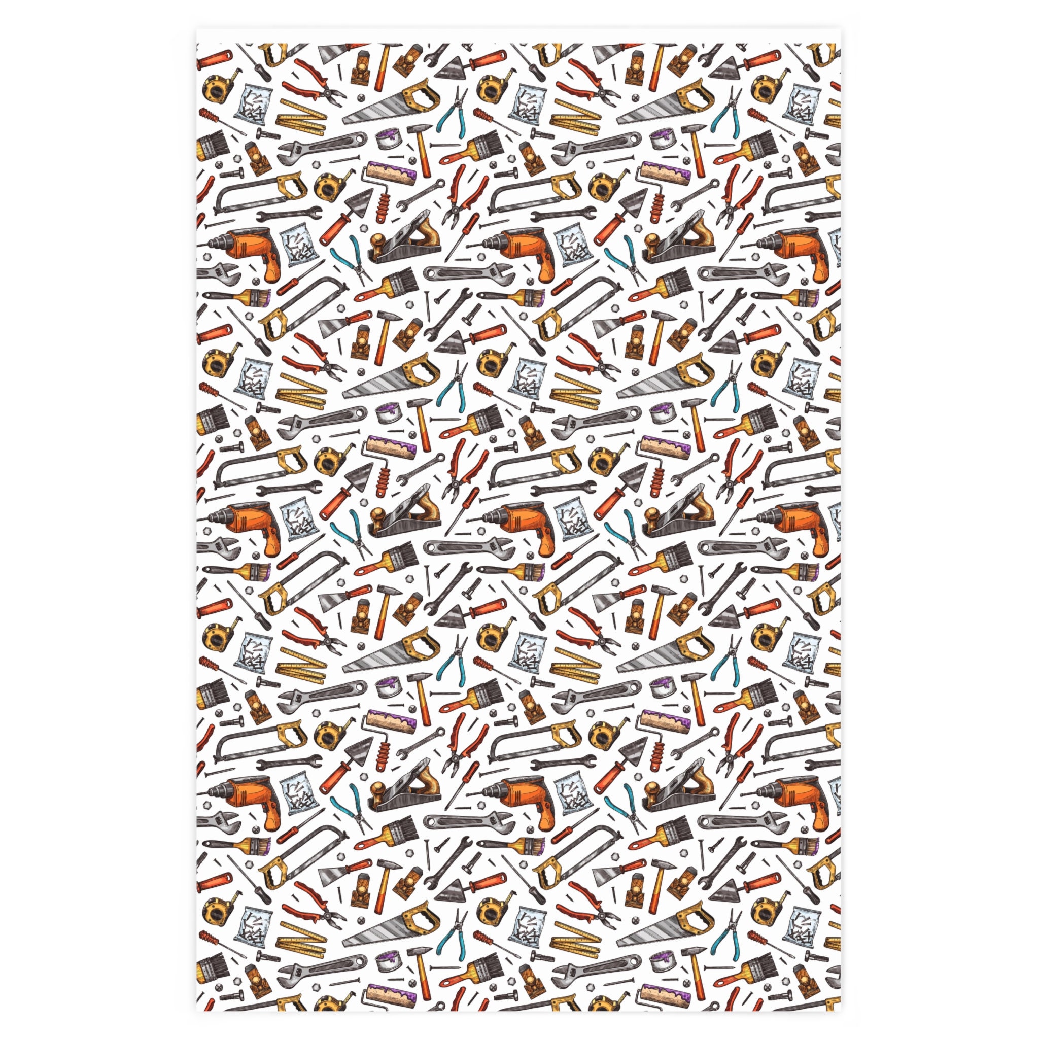 Construction Tools Wrapping Paper, Fathers Day Gift Wrap, Garage Tools ...