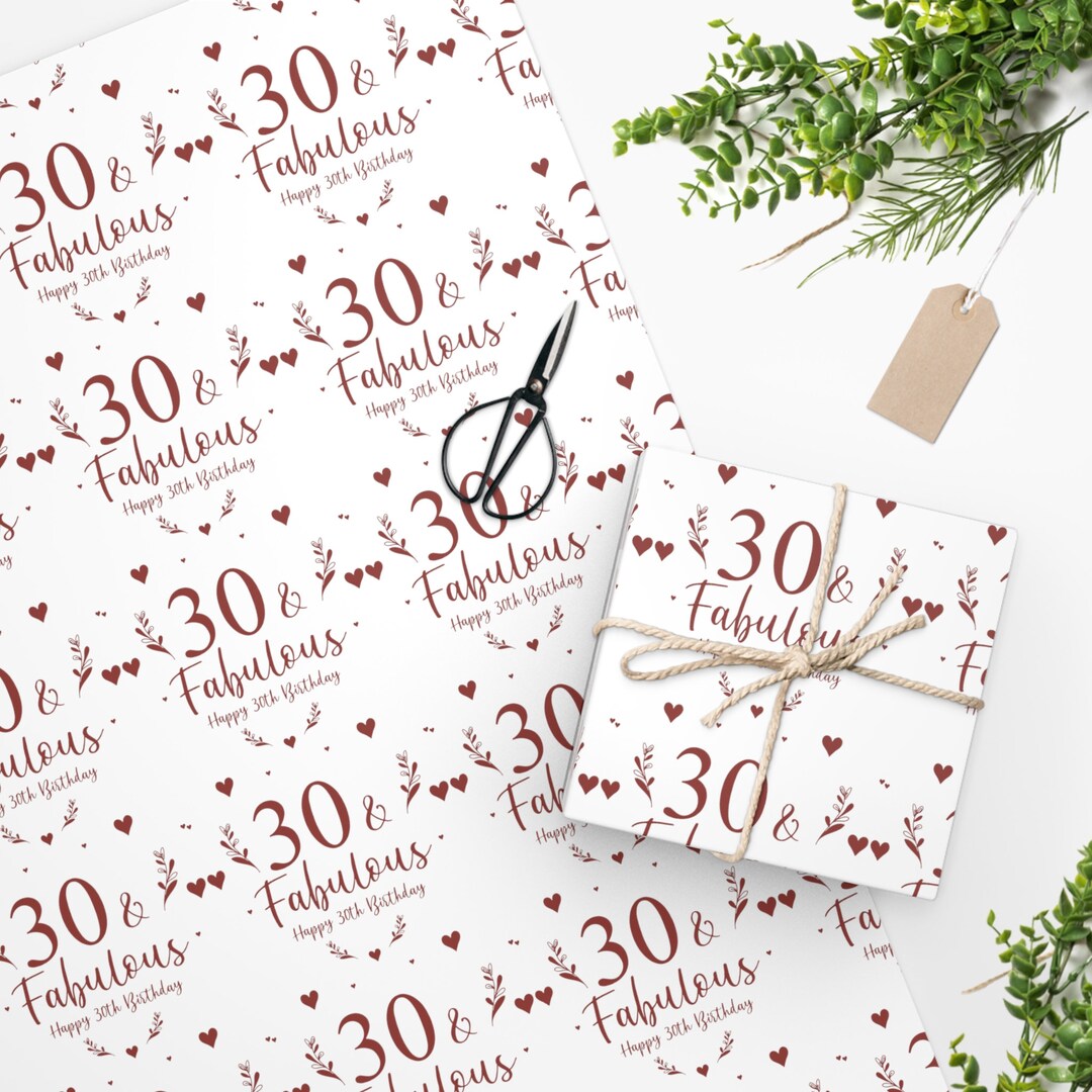 30th Birthday Wrapping Paper Thirty Year Old Gift Wrap 30th - Etsy