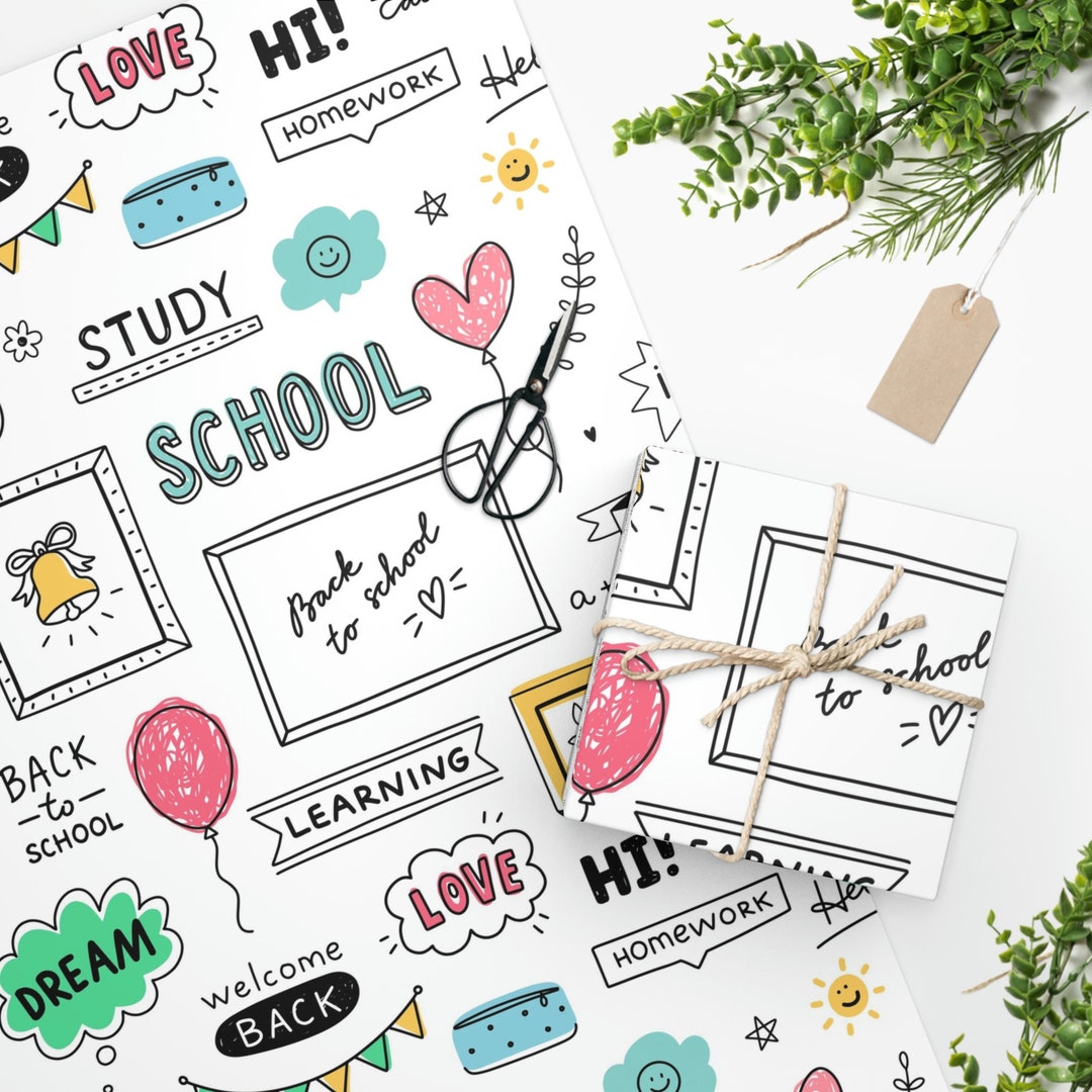 Back to School Wrapping Paper College Student Gift Wrap - Etsy