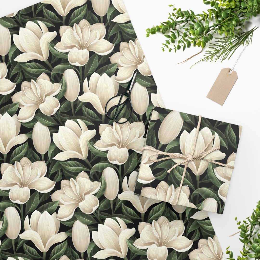 Magnolia Flowers Gift Wrap, Mothers Day Gift Wrap, Floral Wrapping ...