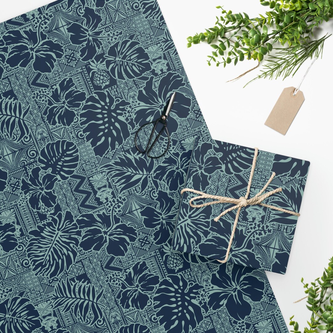 Tapa Design Wrapping Paper, Traditional; Polynesian Tapa Monstera Leaf ...