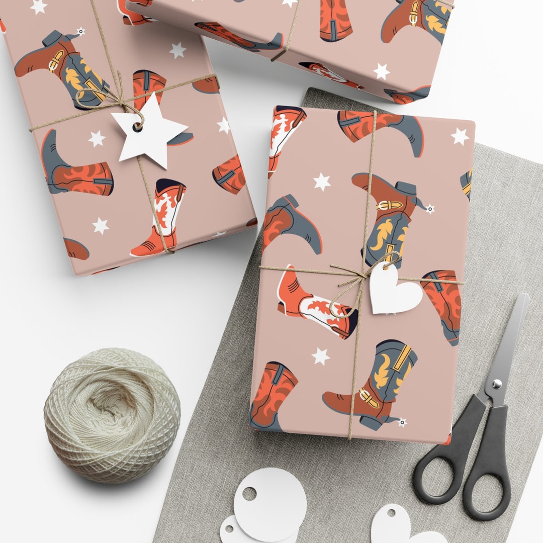 Cowboy Boots Wrapping Paper, Cowboy Gift Wrap, Western Theme Gift Wrap ...