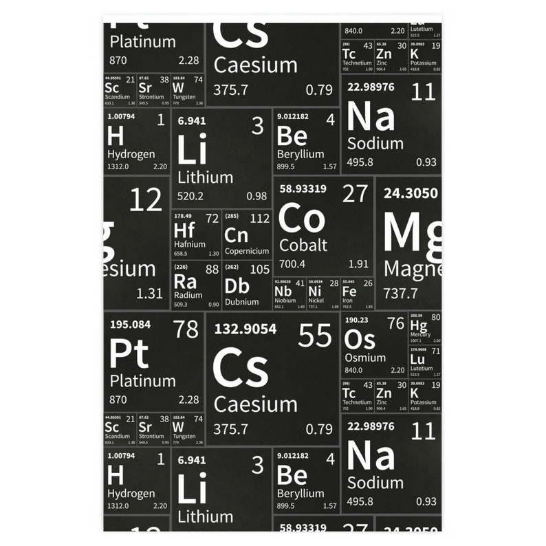 Periodic Table Wrapping Paper Scientist Gift Wrap Science - Etsy
