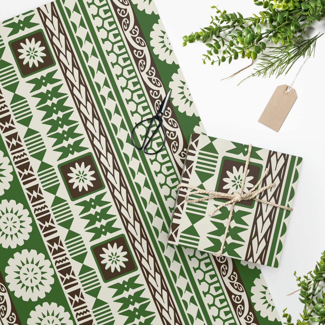 Tapa Design Wrapping Paper, Traditional Hawaiian Tapa Design, Ethnic ...