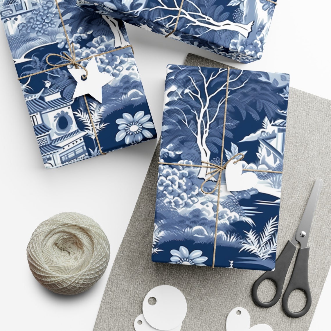 Chinoiserie Wrapping Paper White and Blue Gift Wrap Elegant - Etsy