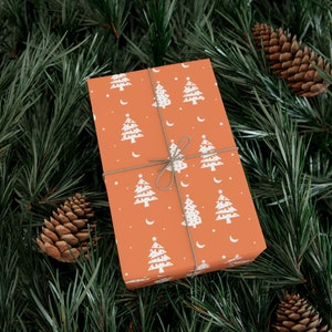 Orange Christmas Wrapping Paper, Holidays Gift Wrap - Etsy