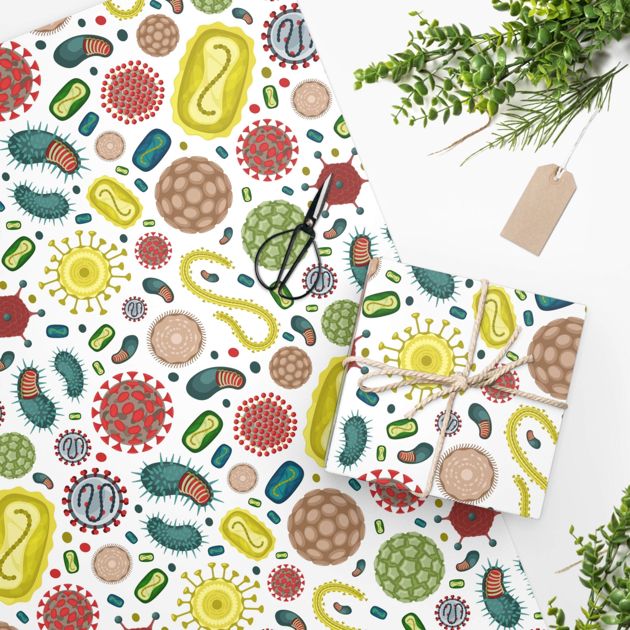 Microbiology Theme Wrapping Paper Microorganisms Pattern Gift - Etsy