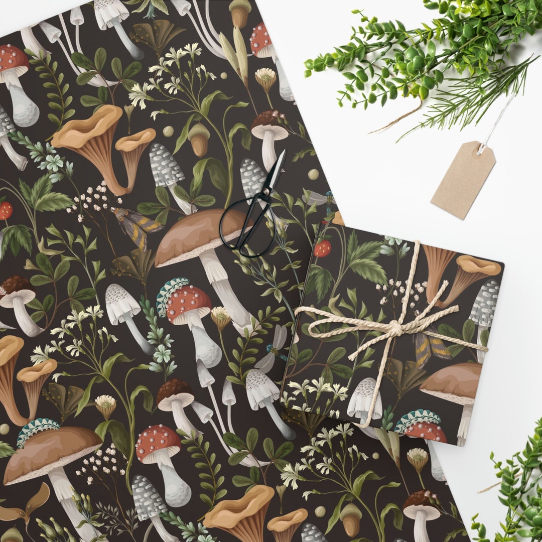 Mushroom Wrapping Paper, Mushroom Gift Wrap, Mushroom Pattern Wrapping ...
