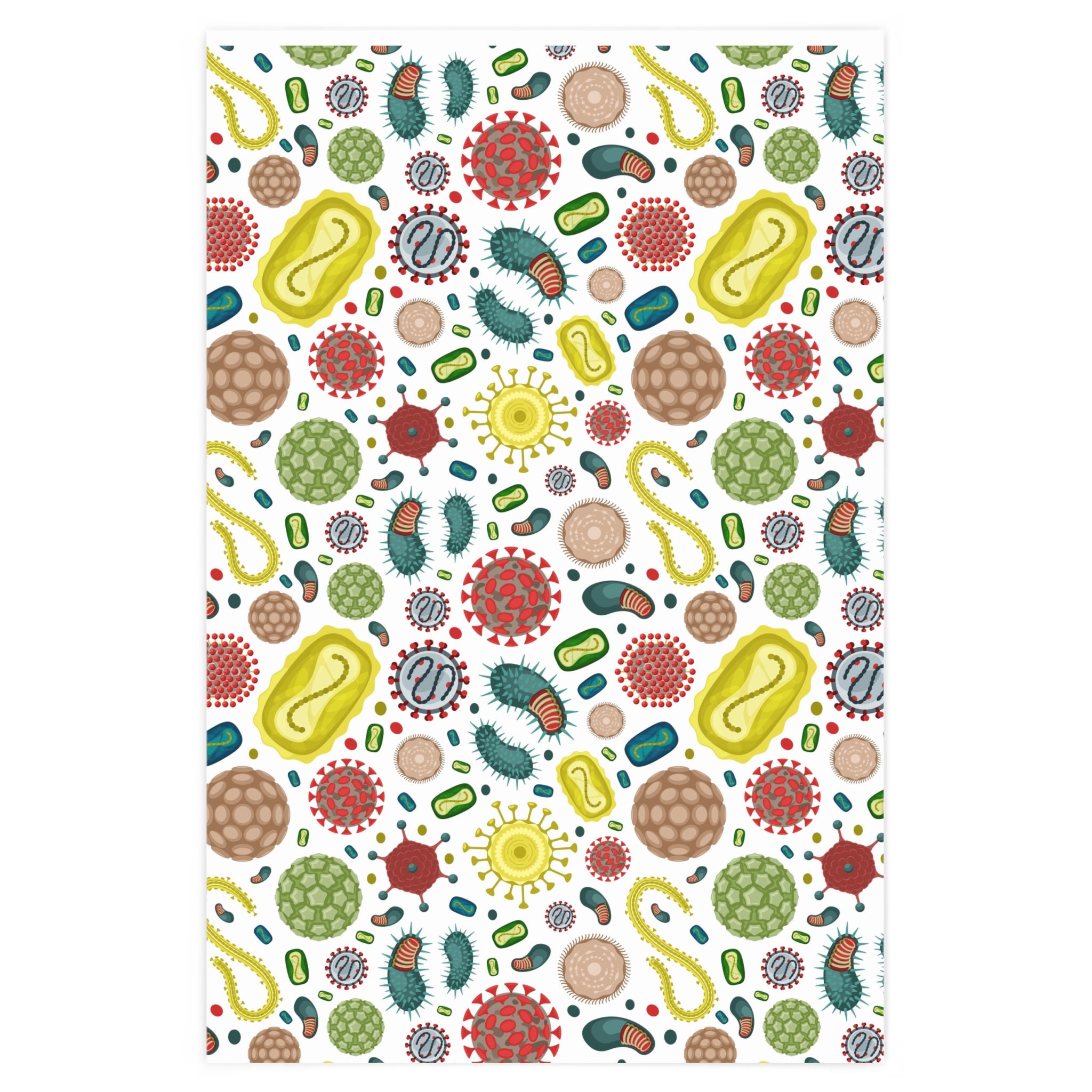 Microbiology Theme Wrapping Paper, Microorganisms Pattern Gift Wrap ...