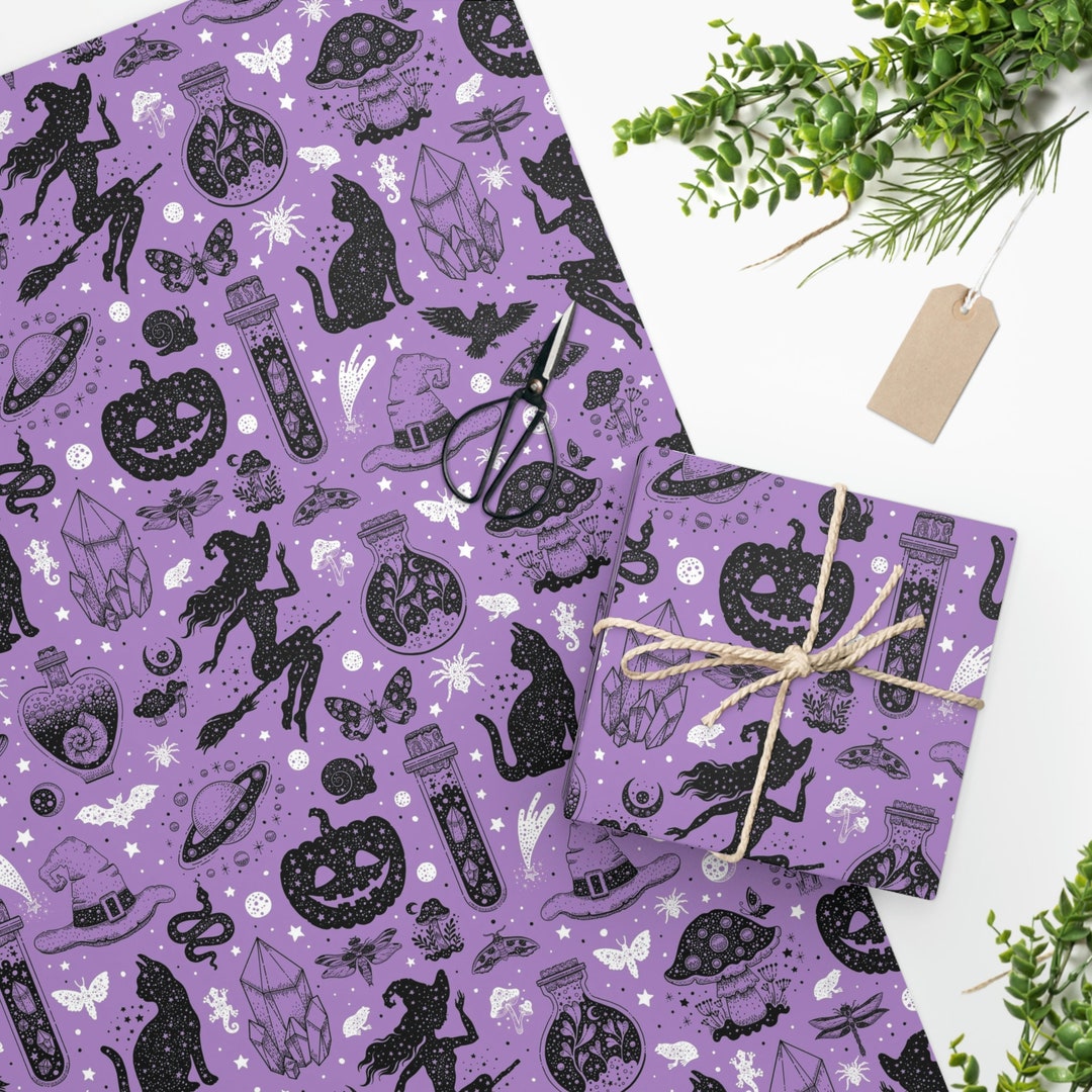 Spooky Wrapping Paper, Mushroom Wrapping Paper, Witch Gift Wrap ...