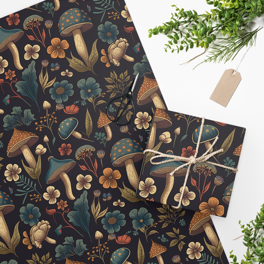 Mushroom Wrapping Paper, Botanical Wrapping Paper, Mothers Day Wrapping ...