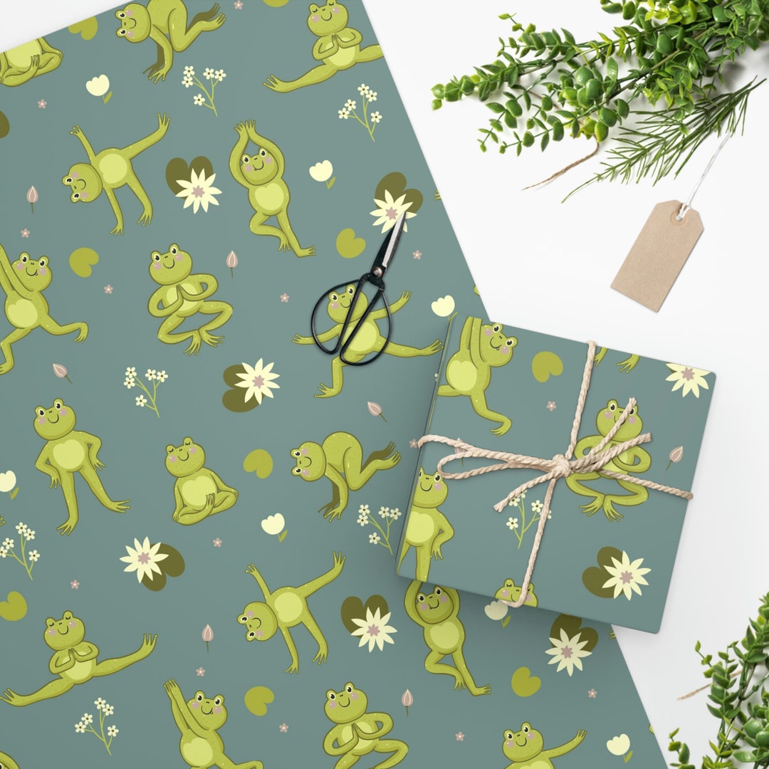Yoga Frog Wrapping Paper, Cute Frog Gift Wrap, Frog Lover Wrapping ...