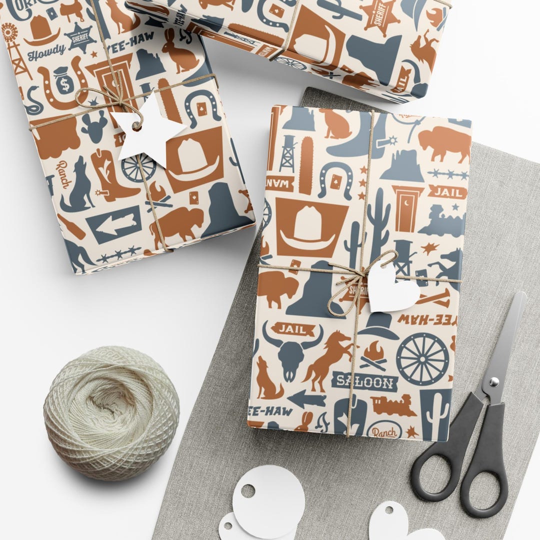 Cowboy Wrapping Paper, Western Gift Wrap, Fathers Day Gift Wrap ...