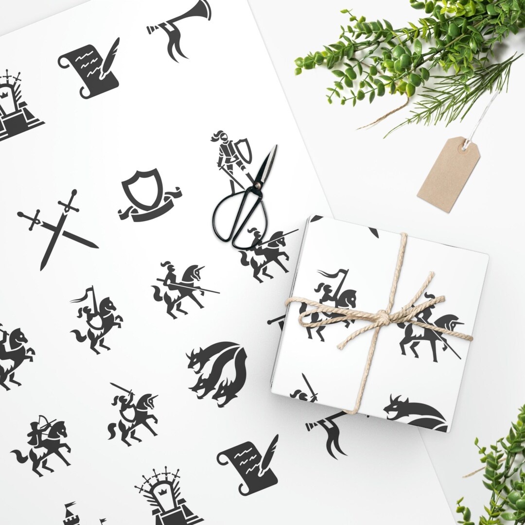 Medieval Gift Wrapping Paper, Medieval Tools Wrapping Paper, Birthday ...