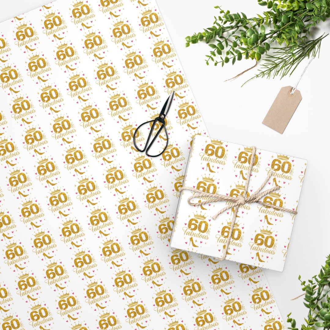 60th Birthday Wrapping Paper, Sixty Year Old Gift Wrap, 60th Birthday ...
