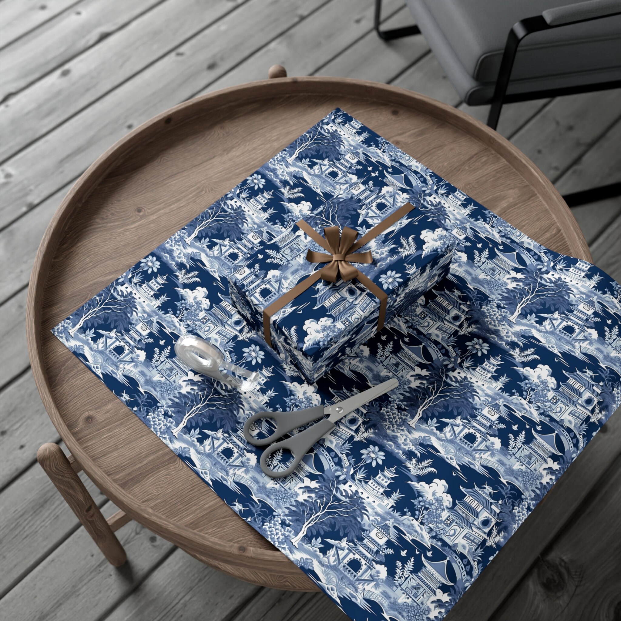 Chinoiserie Wrapping Paper, White and Blue Gift Wrap, Elegant Gift Wrap ...