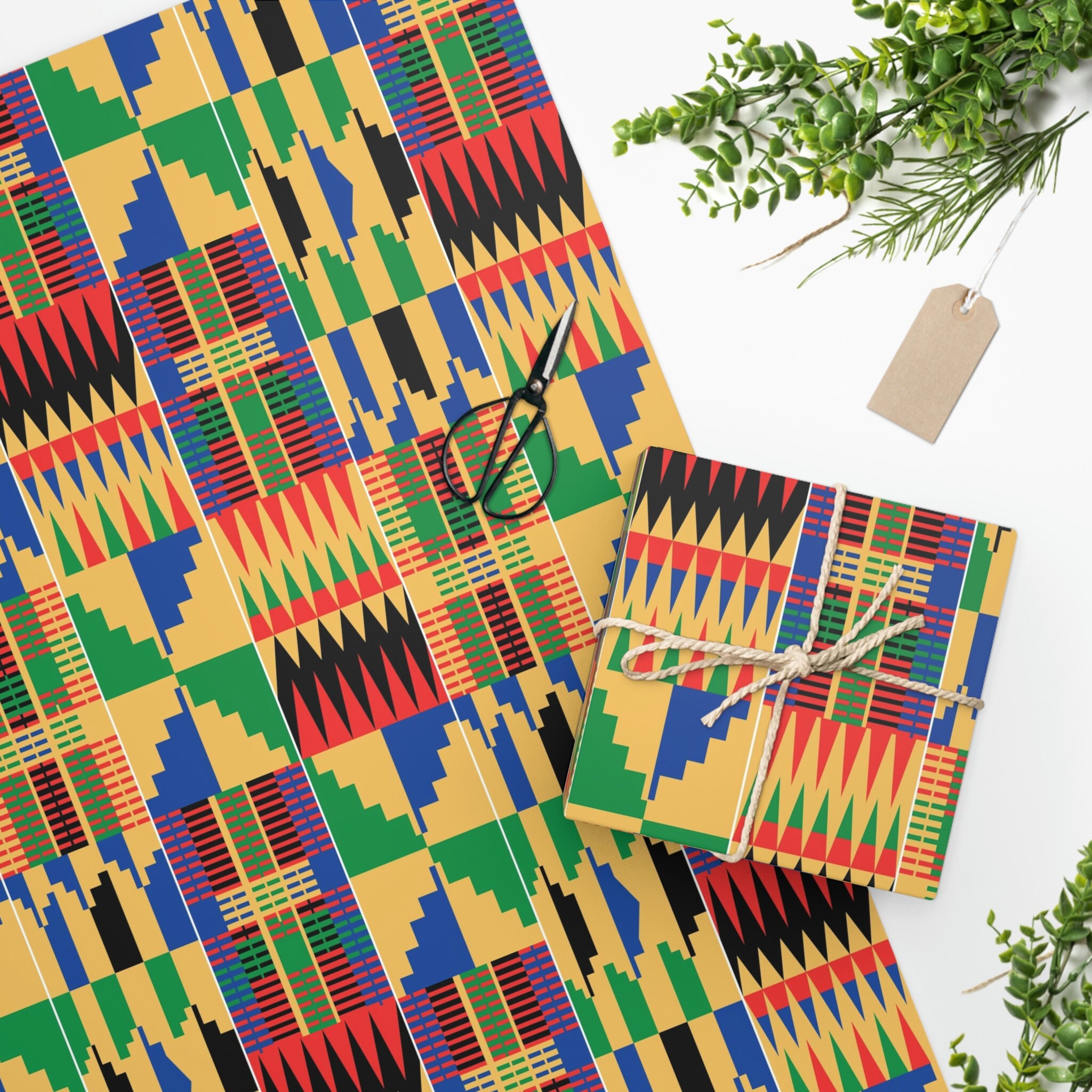 Kente Print Wrapping Paper, African Print Gift Wrap, Ghanian ...