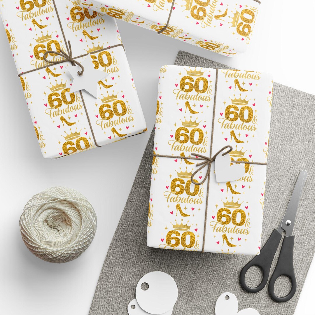 60th Birthday Wrapping Paper, Sixty Year Old Gift Wrap, 60th Birthday ...
