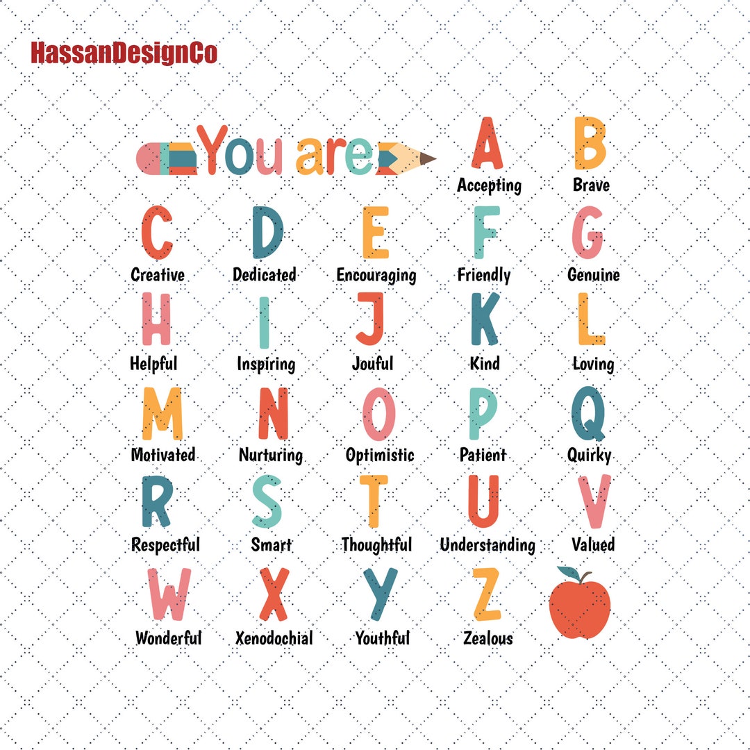 Teacher Alphabet Png, You Are Abcs Png, You Are Teacher Png, You Are ...