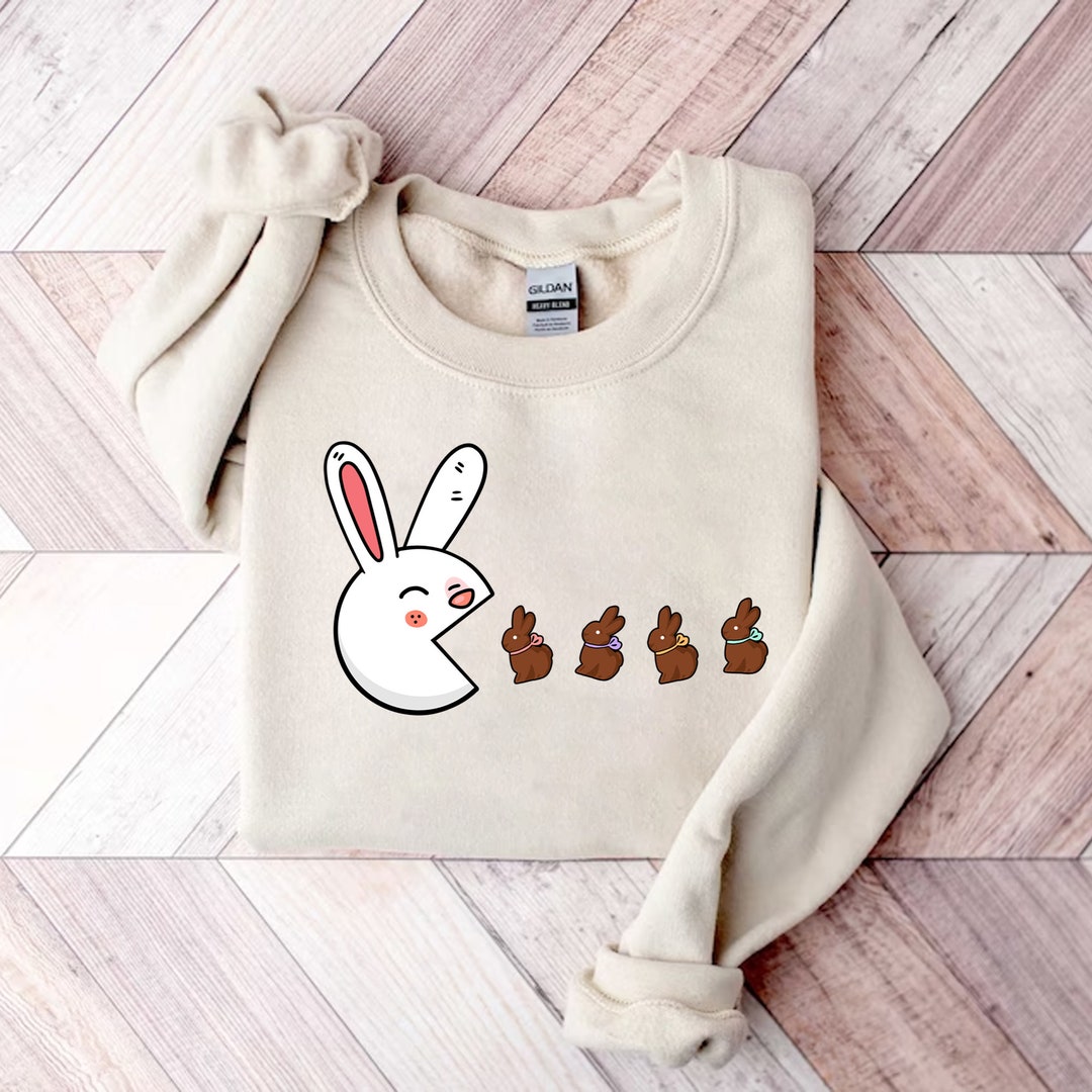 Funny Easter Bunny Rabbit Eating Chocolate Shirt, Gamer Easter Shirt ...