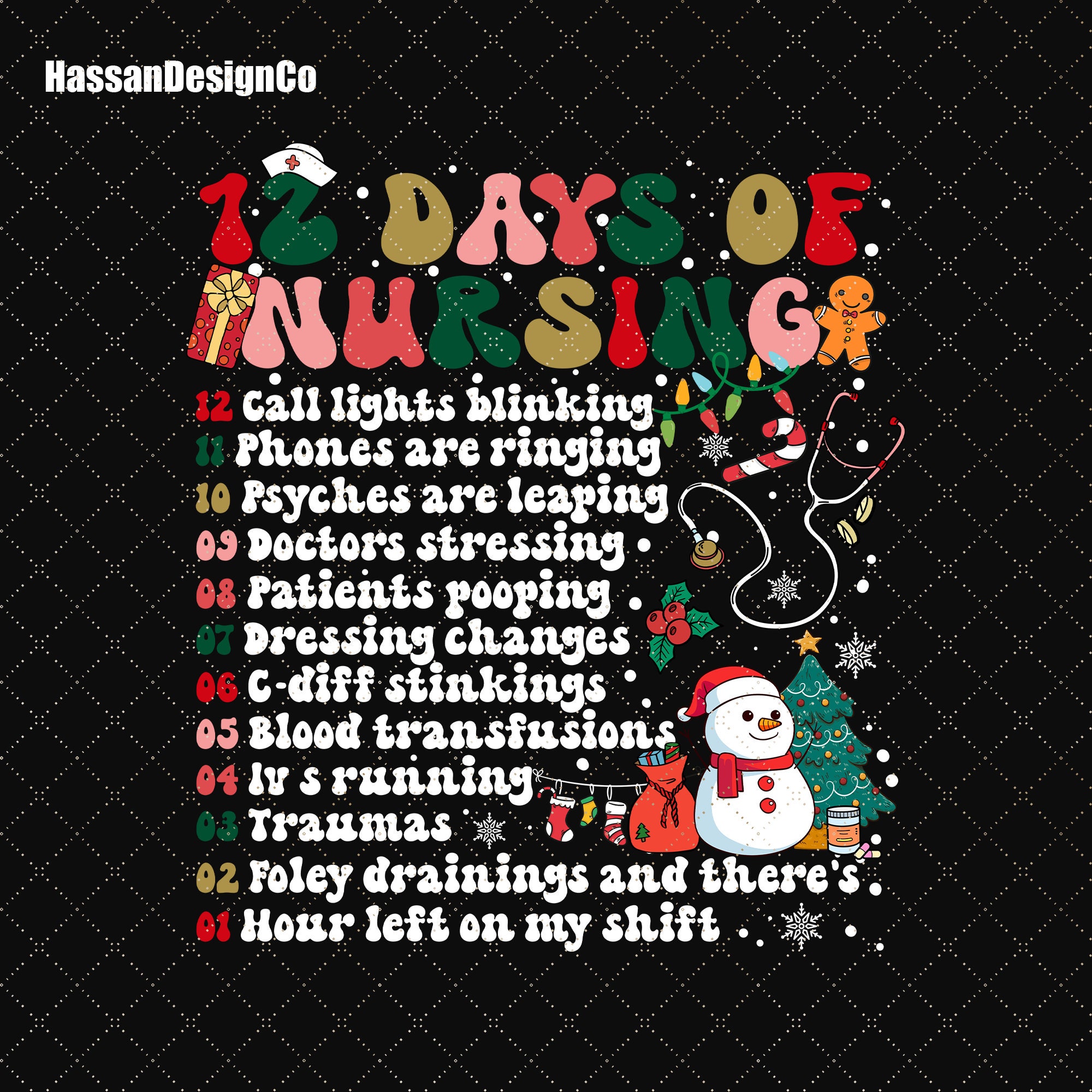 12 Days of Nursing Png Christmas Nurse Png Christmas Nurse - Etsy