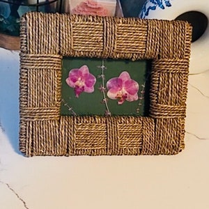 Woven Seagrass Frame With Pressed Orchids Orchid Wall Decor Pressed ...