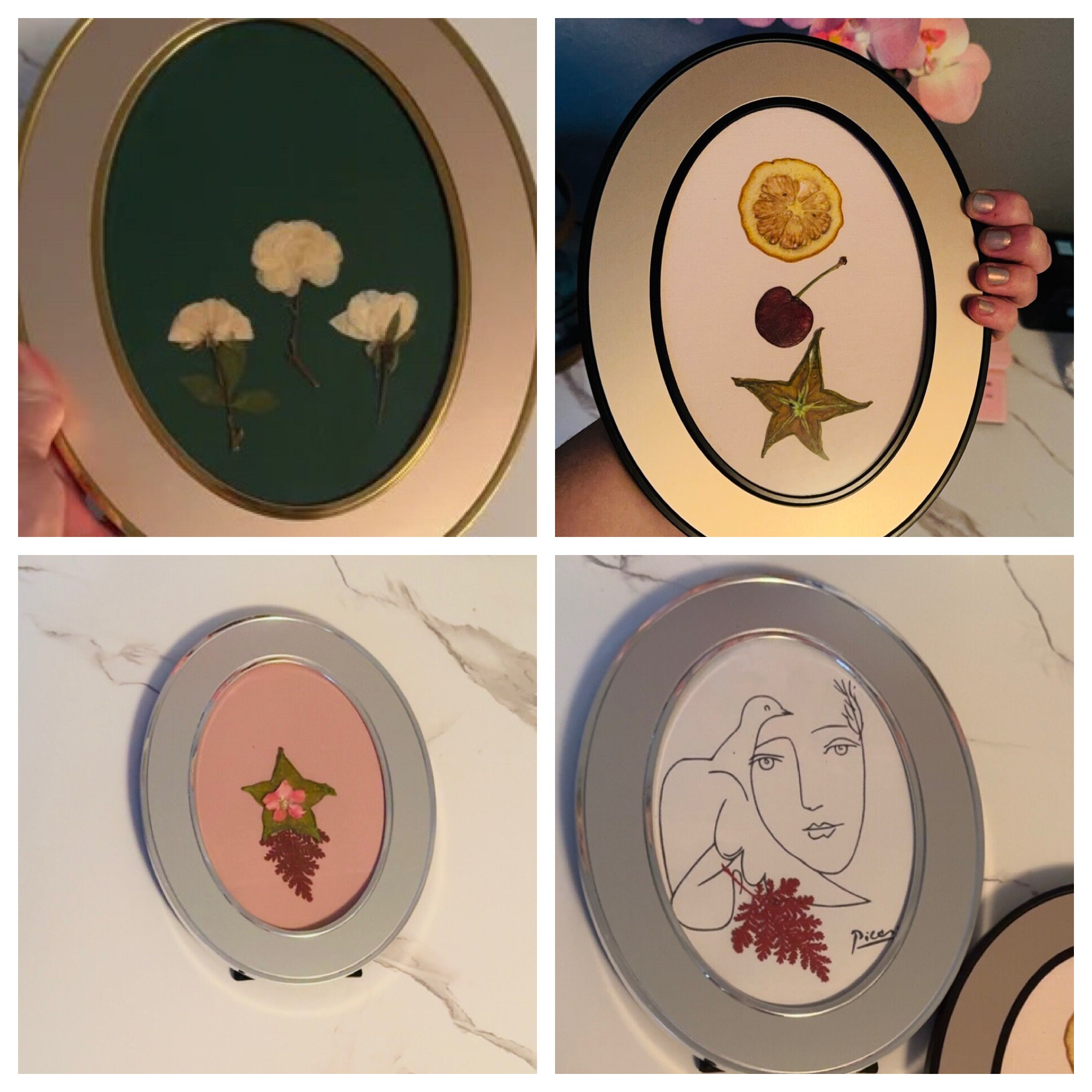 Antique Style Oval Ornate Vintage Frames Pressed Fruit Flower Art in ...