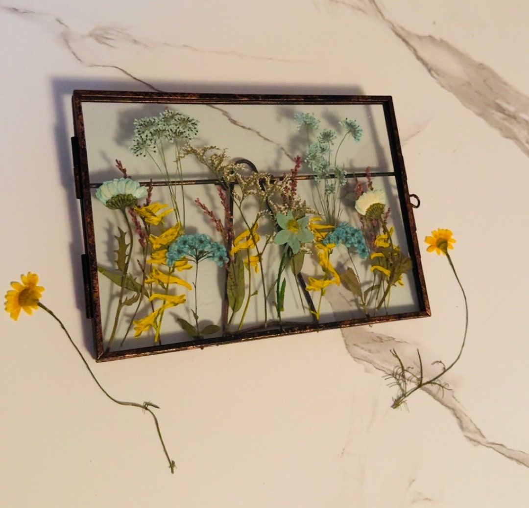 Customizable Antique Aged Bronze Glass Vintage Frame Pressed Flower Art ...