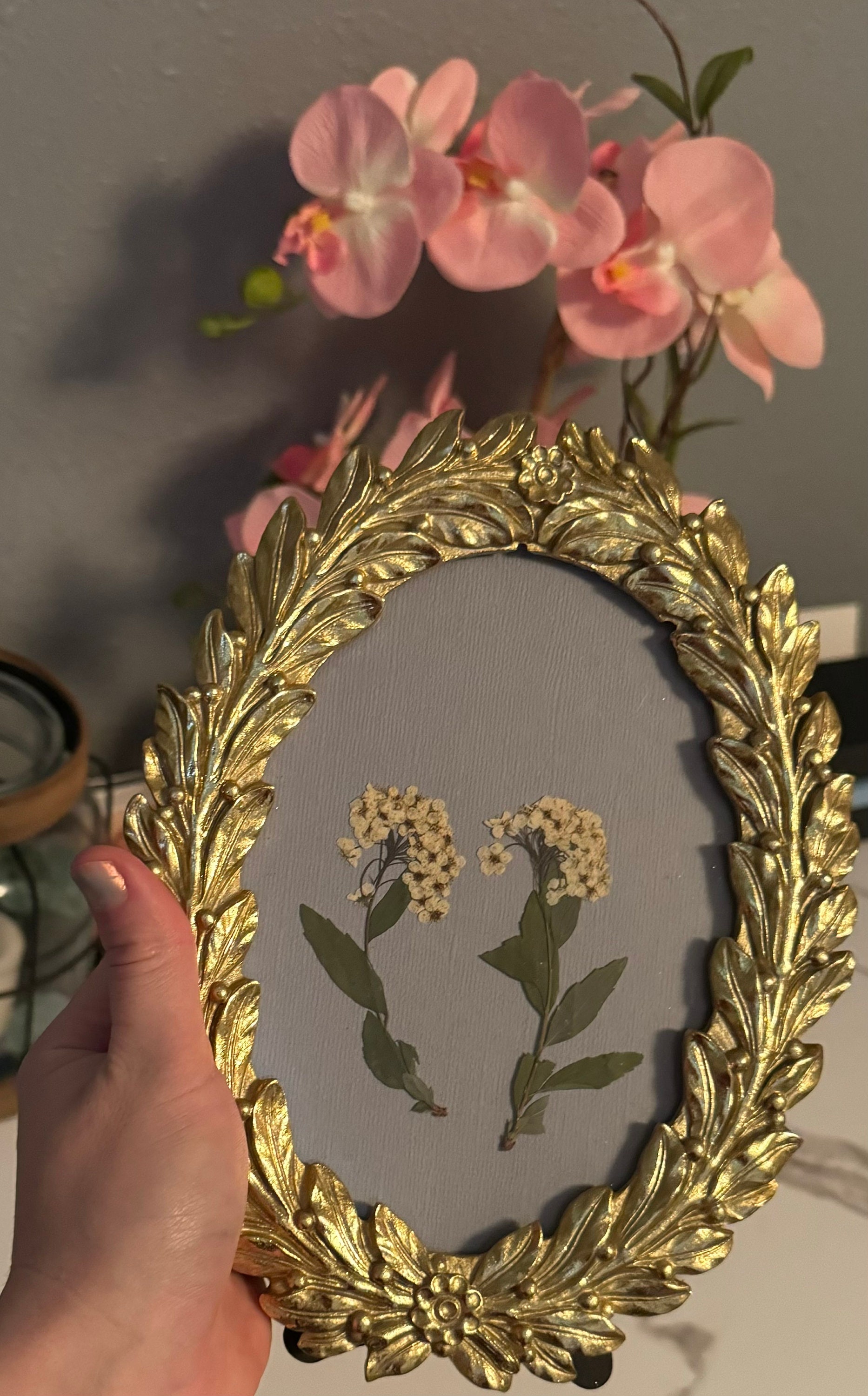 Gold Antique Old World Style Ornate Vintage Frame Pressed Flower Fine ...