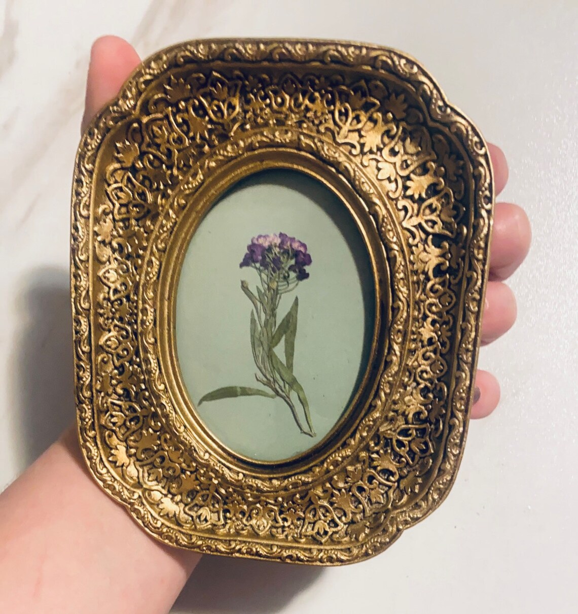 Gold Antique Italian Baroque Style Ornate Frame Pressed Flower Fine Art ...