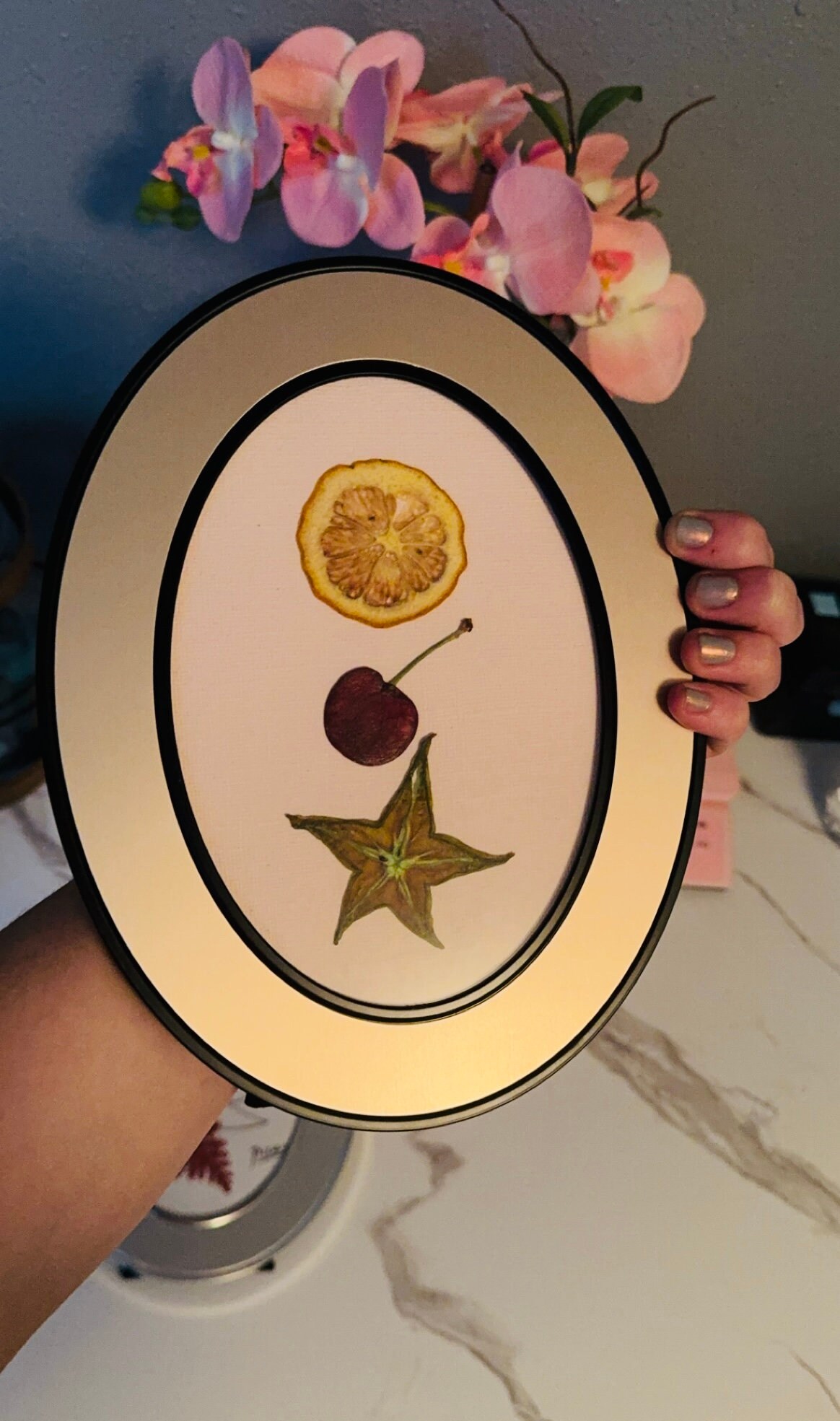 Antique Style Oval Ornate Vintage Frames Pressed Fruit Flower Art in ...