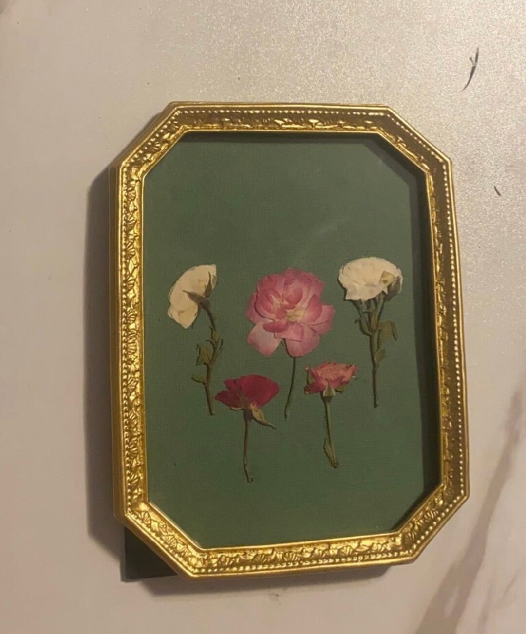 Gold Antique Style Ornate Vintage Frames Pressed Rose Arrangement Art ...