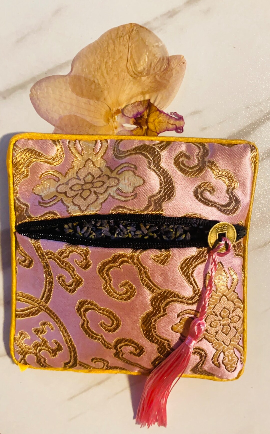 Chinese Silk Sachet Square Zip Pouches Lavender Flowers Dried Lavender ...