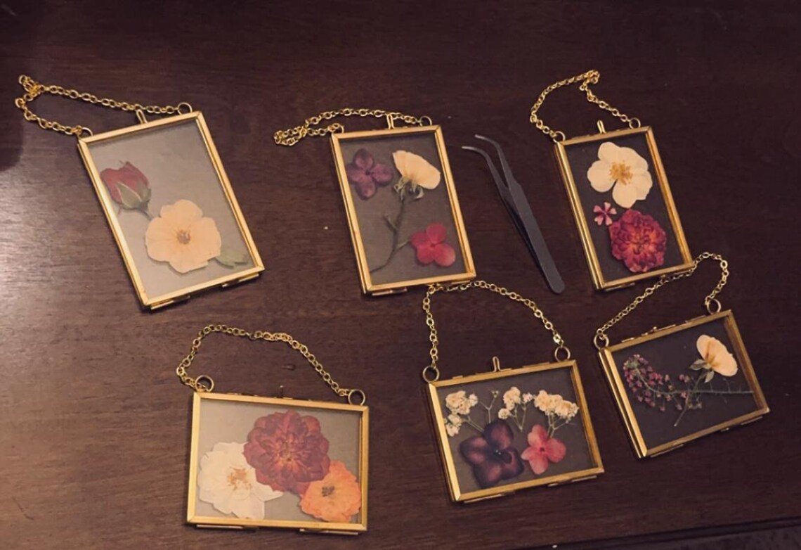 Customizable Pressed Flower Gold Glass Frames Many Options Available ...