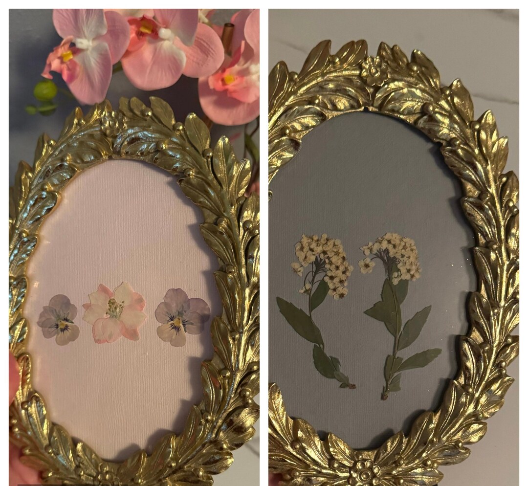 Gold Antique Old World Style Ornate Vintage Frame Pressed Flower Fine ...