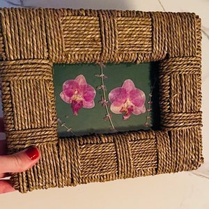 Woven Seagrass Frame With Pressed Orchids Orchid Wall Decor Pressed ...
