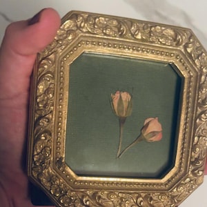 Gold Antique Style Ornate Vintage Frames Pressed Flower Art in Green ...